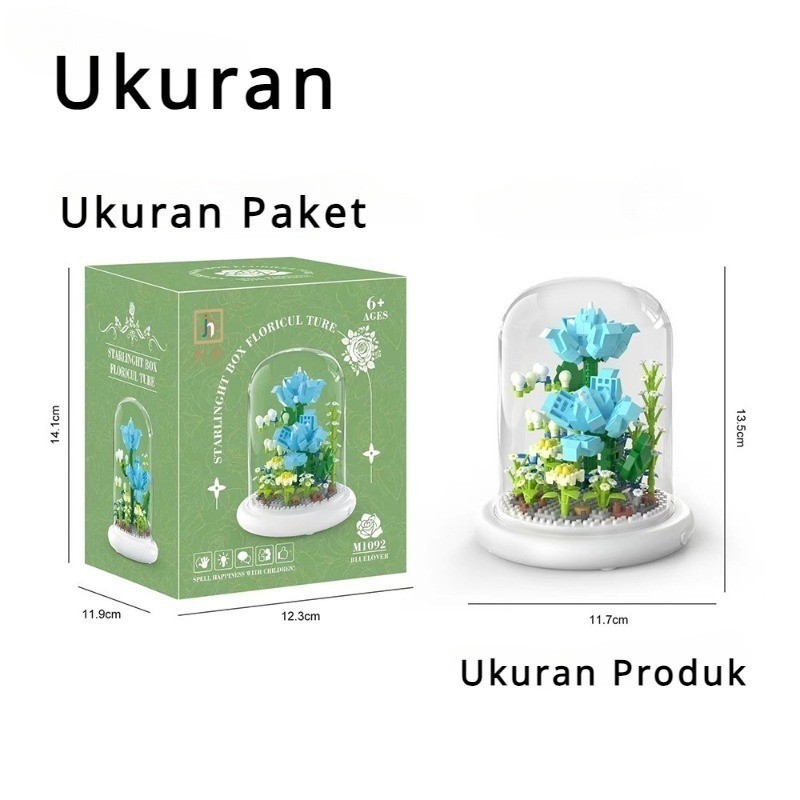 Jual NODIA Mainan Brick Balok Dengan Lampu/DIY Buket Block Flowers ...