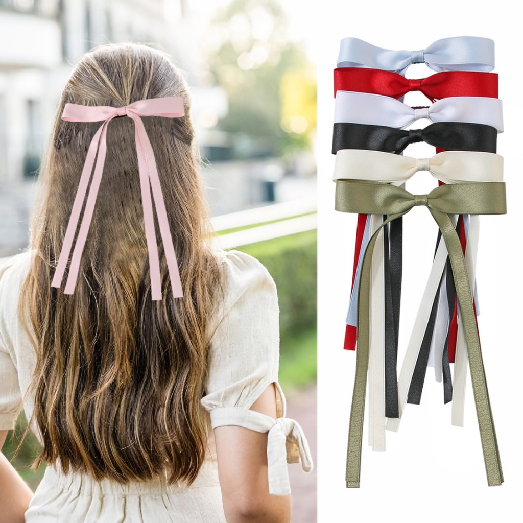 Jual [CUCI GUDANG] PREMIUM CLASSIC COLOR LONG RIBBON BOW KNOT HAIR CLIP ...