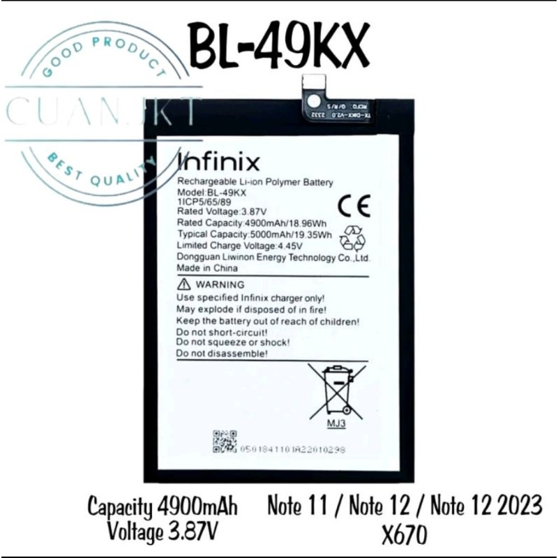 Jual Baterai Battery Batre Infinix BL-49KX / Note 11/Note 12 (2023 ...