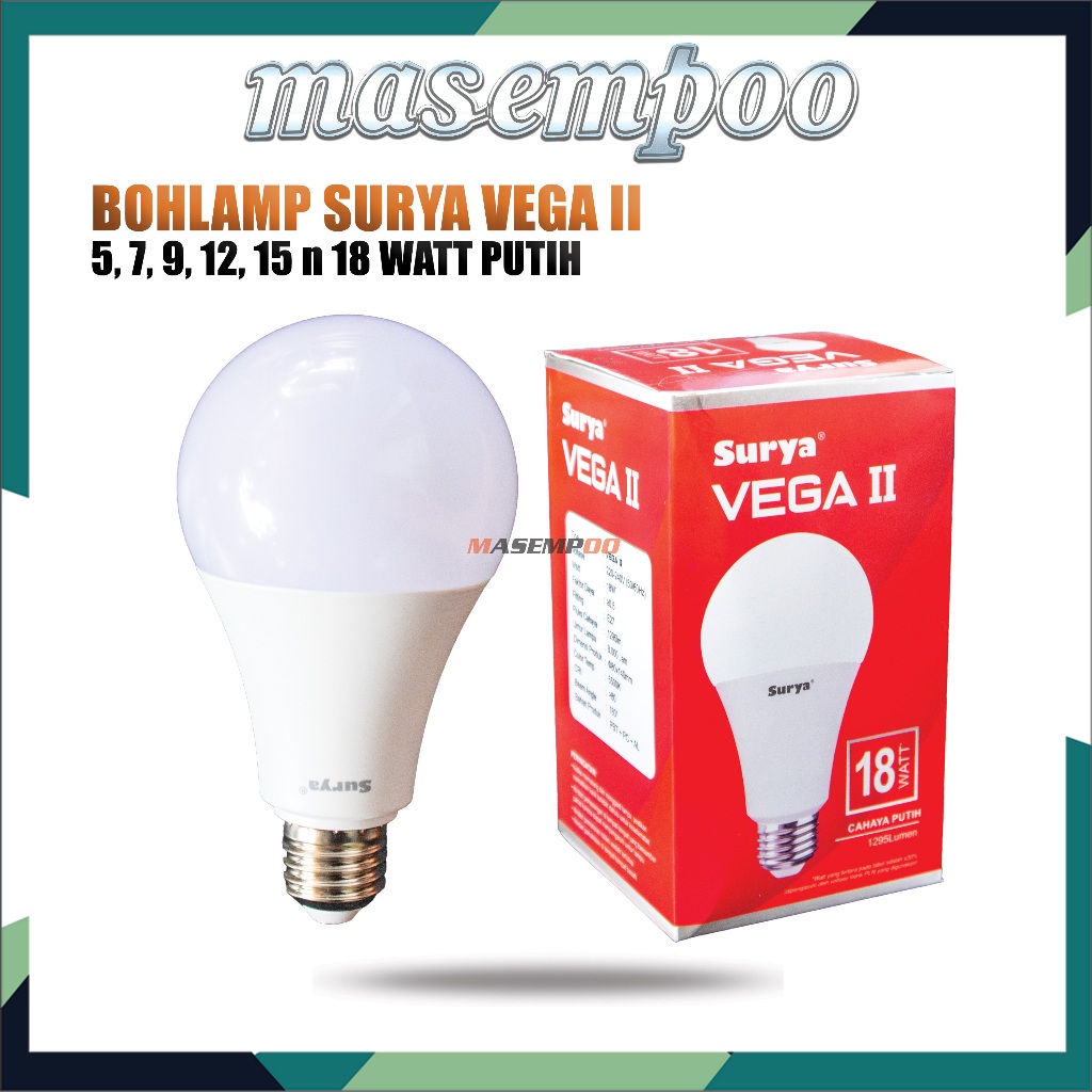 Jual SURYA VEGA II Lampu LED Bohlamo BULB MURAH TERANG 5W 7W 9W 12W 15W ...