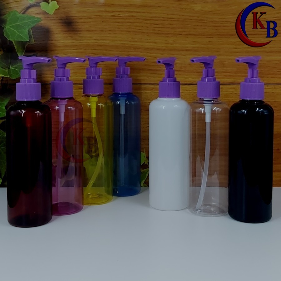 Jual BOTOL PUMP 250 ML CLIP OIL PURPLE / BOTOL PLASTIK PET 250ML NECK 24 | Shopee Indonesia