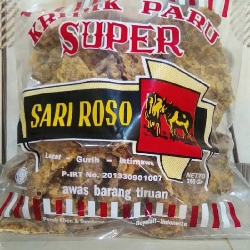 Jual Keripik Paru Sapi Super Sari Roso Cap Burung Kemasan 250gr ...