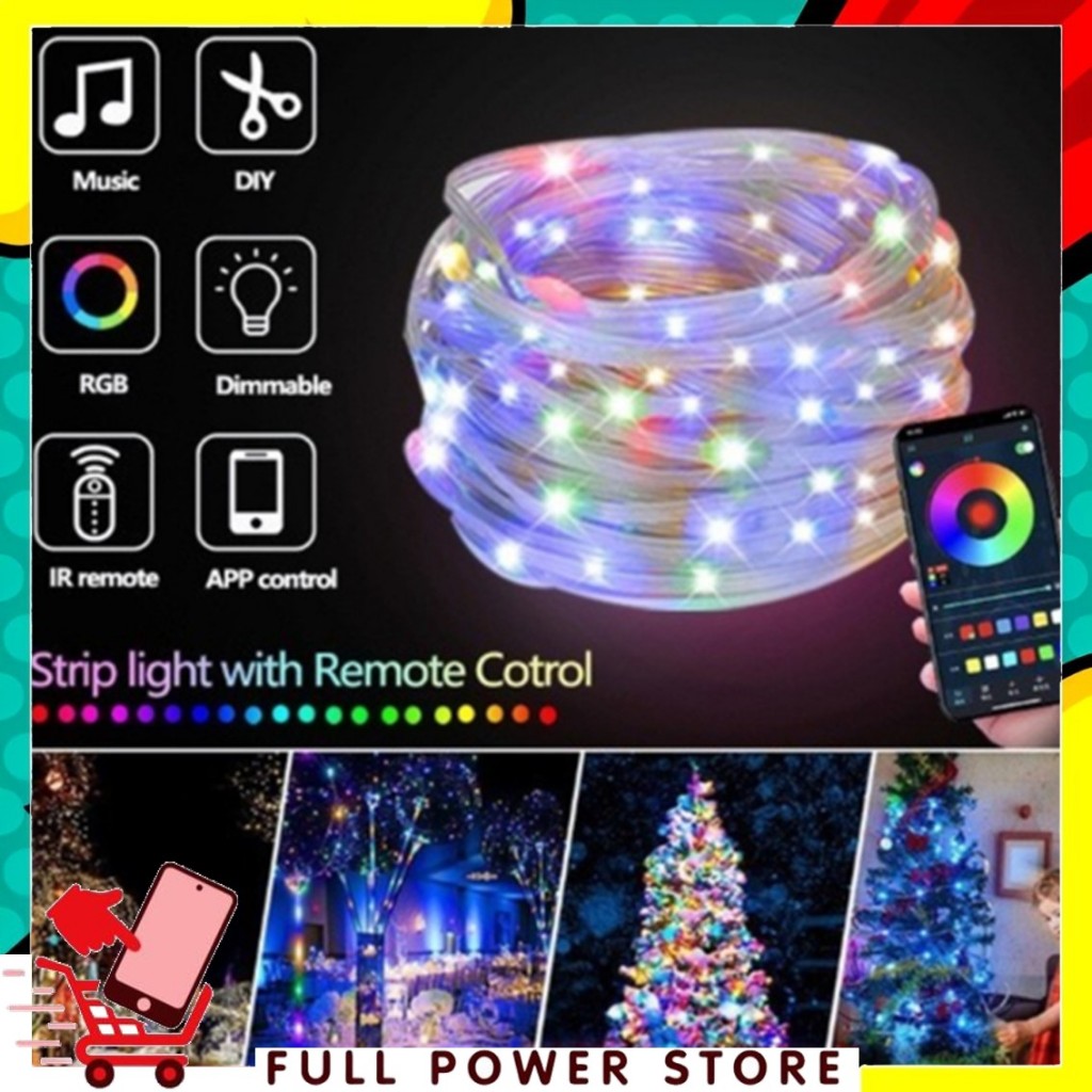 Jual FPS Lampu LED String RGB 5Mtr 50LED Remote Bluetooth Apk Lampu LED ...