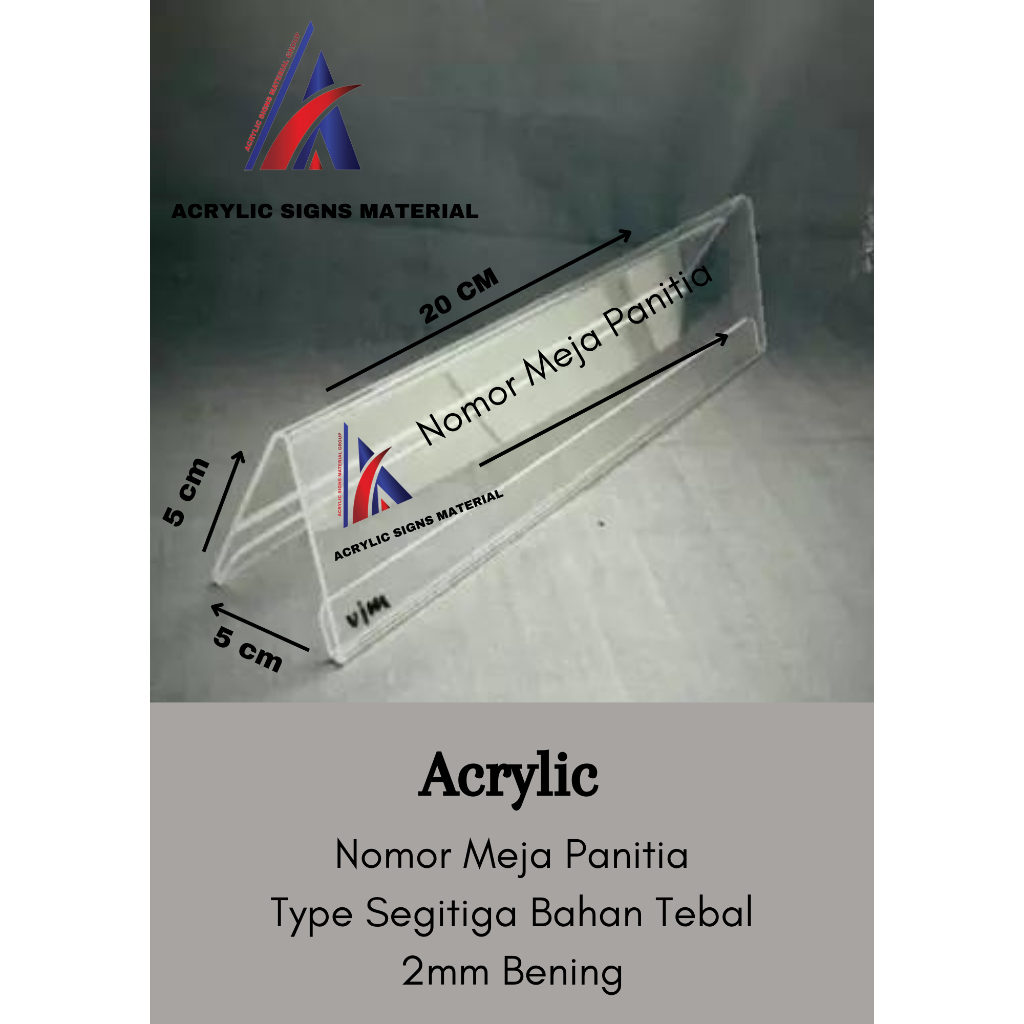 Jual ACRYLIC / AKRILIK NAMA MEJA PANITIA 20x5CM BENTUK SEGITIGA ...
