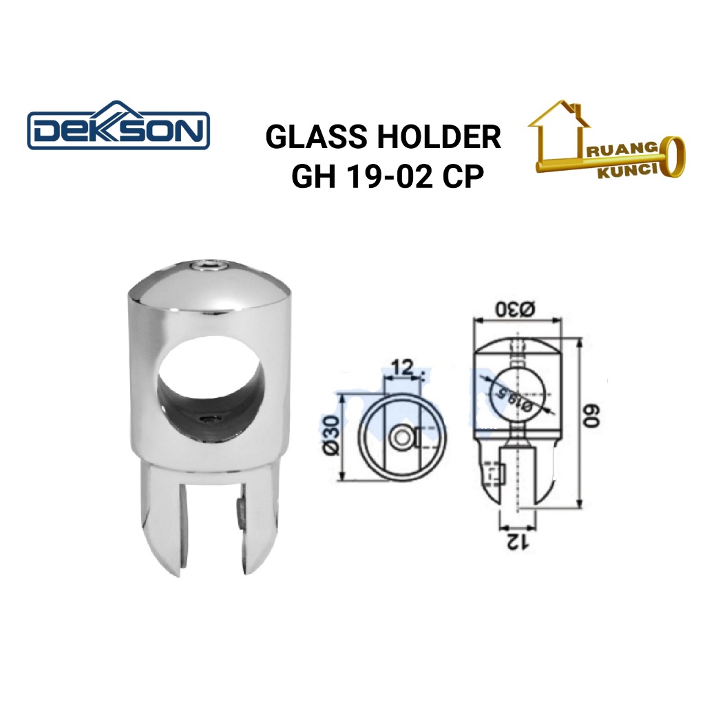 Jual Glass Clamp Kaca Dekkson GH 19-02 CP Penghubung Pipa Ke Kaca ...