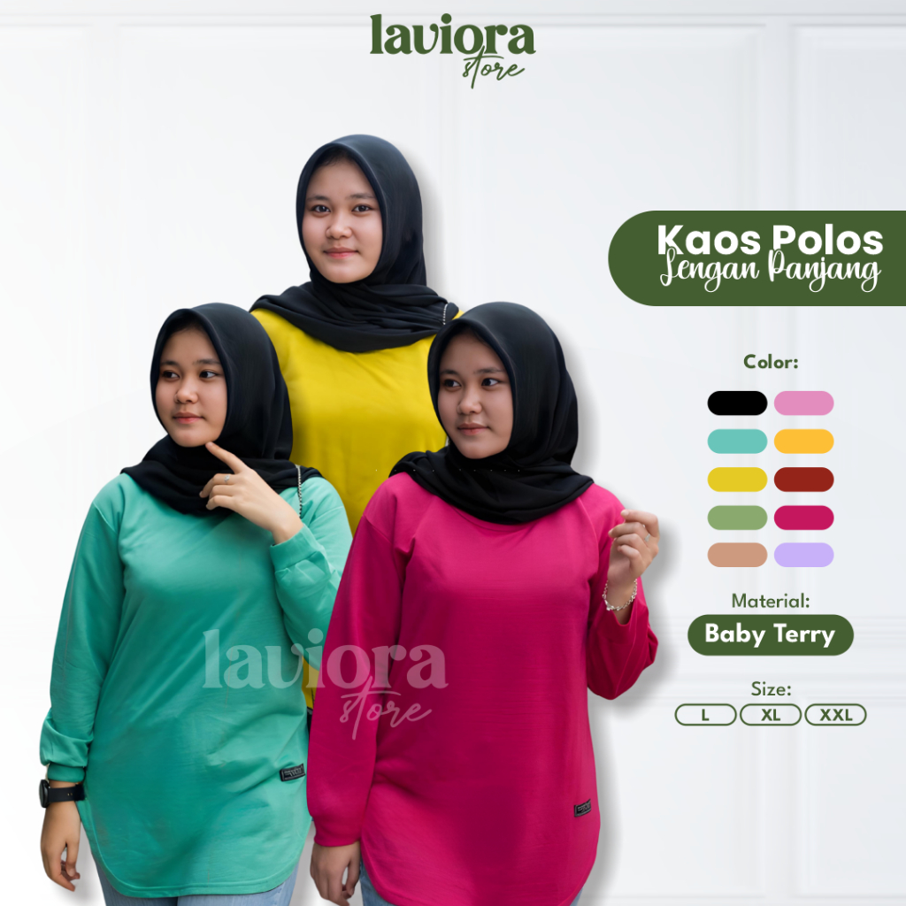 Jual Kaos wanita lengan tangan panjang RIB Kekinian Atasan Polos Wanita Bawahan Oval Terbaru ...