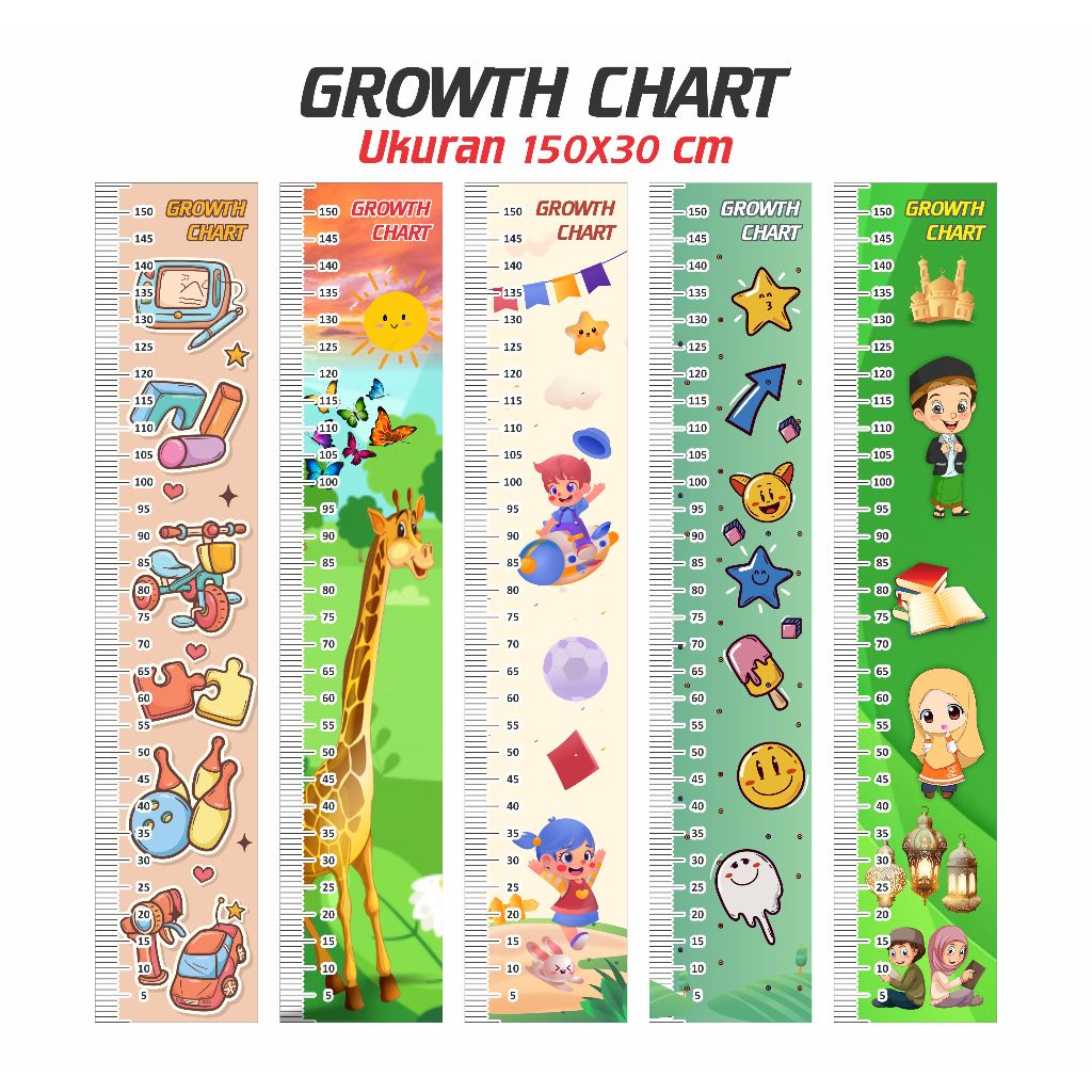 Jual Spanduk Banner Growth Chart Tinggi Badan Size Chart ukuran 150x30 ...