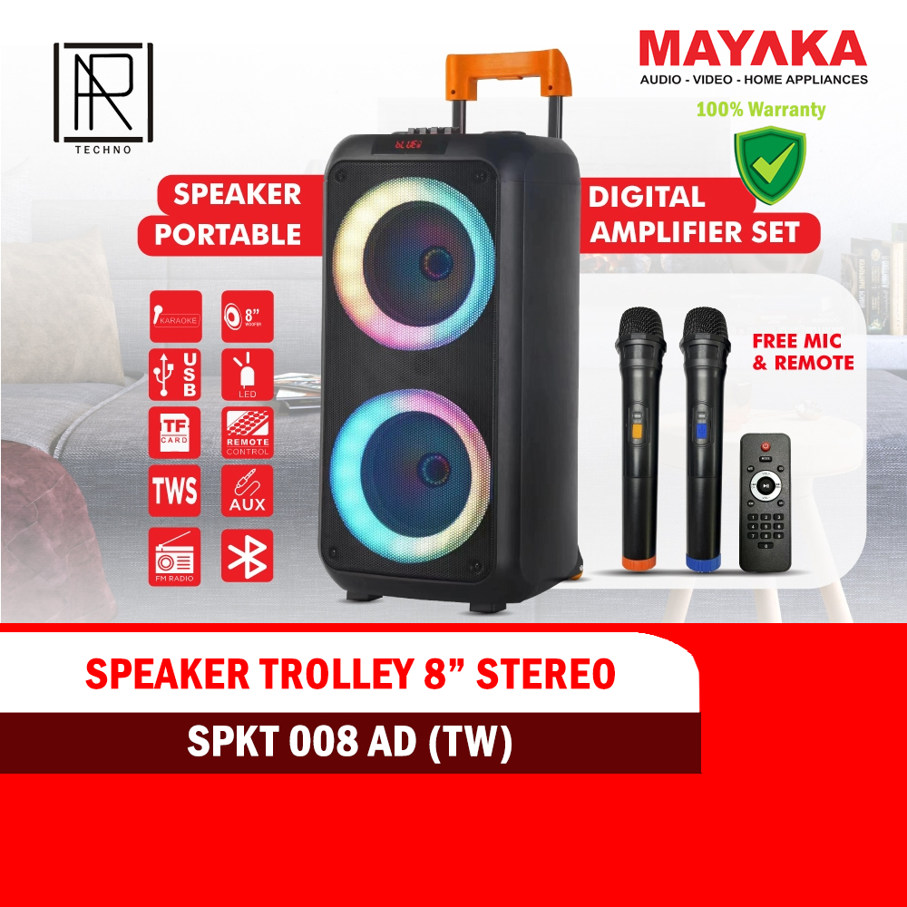 Jual Speaker portable bluetooth trolley 8 inch double super bass besar ...