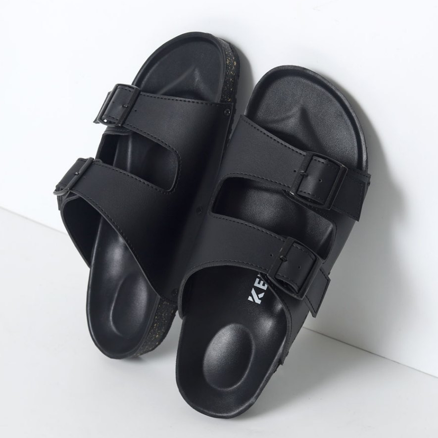 Jual Kenfa - Nive Black Sandal Formal Casual Pria Wanita Kulit Slide ...
