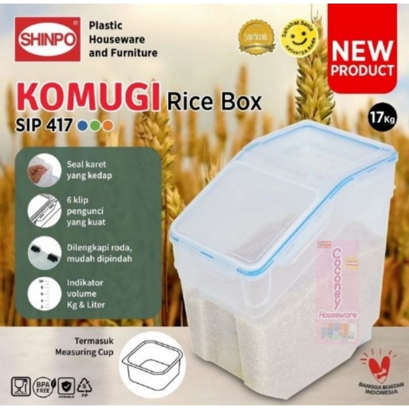 Jual NEW PRODUCT!! Rice Box SHINPO / KOMUGI Rice Box 17 Kg / Tempat ...