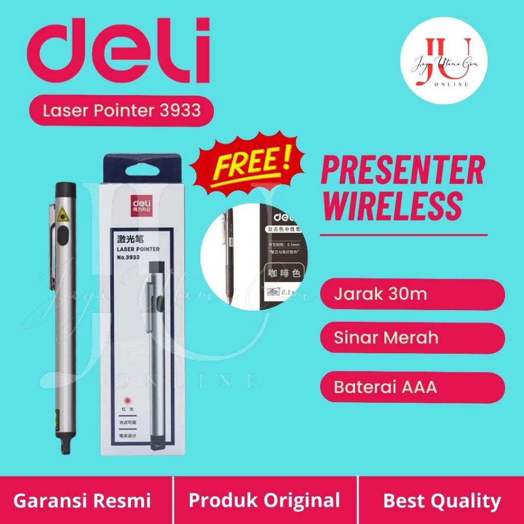 Jual Deli Laser Pointer Wireless 30m / Pen Laser Presentasi Sinar Merah ...