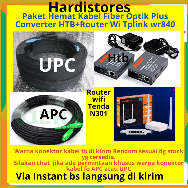 Jual Kabel Fiber Optik Kabel FO Dropcore 25m 30m 45m 50m 55m 75m 80m Bundling Converter HTB ...
