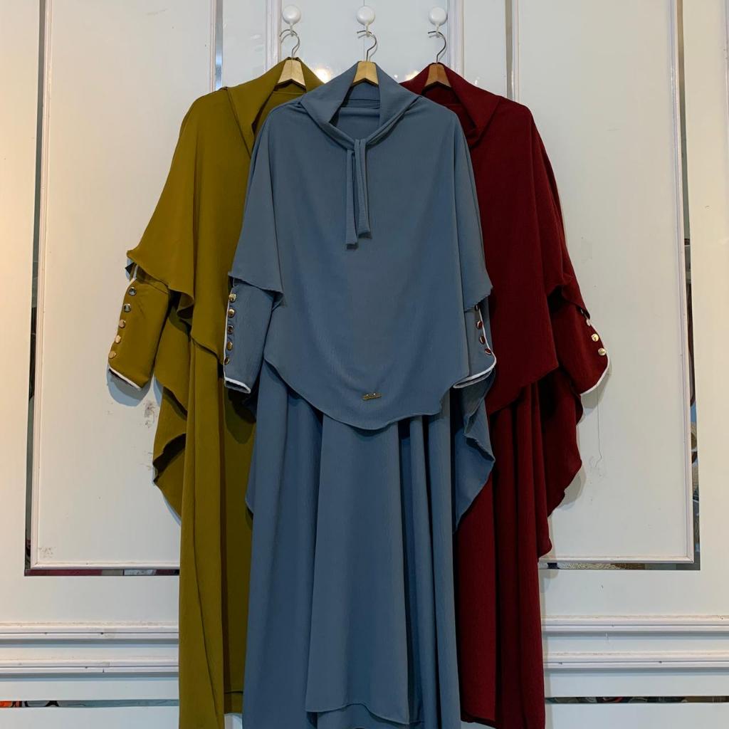 Jual Inara Dress - Set French Khimar Crinkle Airflow | Shopee Indonesia