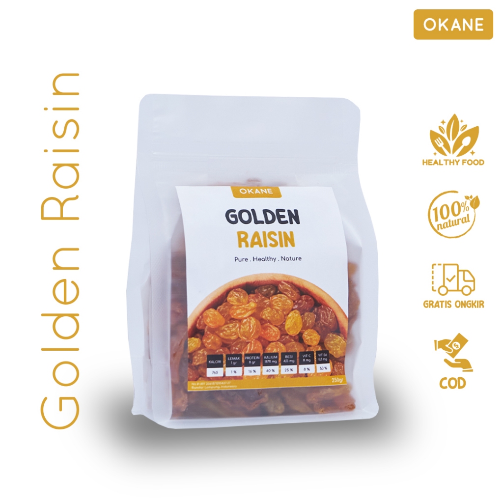 Jual Golden Raisin Kismis OKANE 250 gr / Camilan Buah Kering Kismis ...