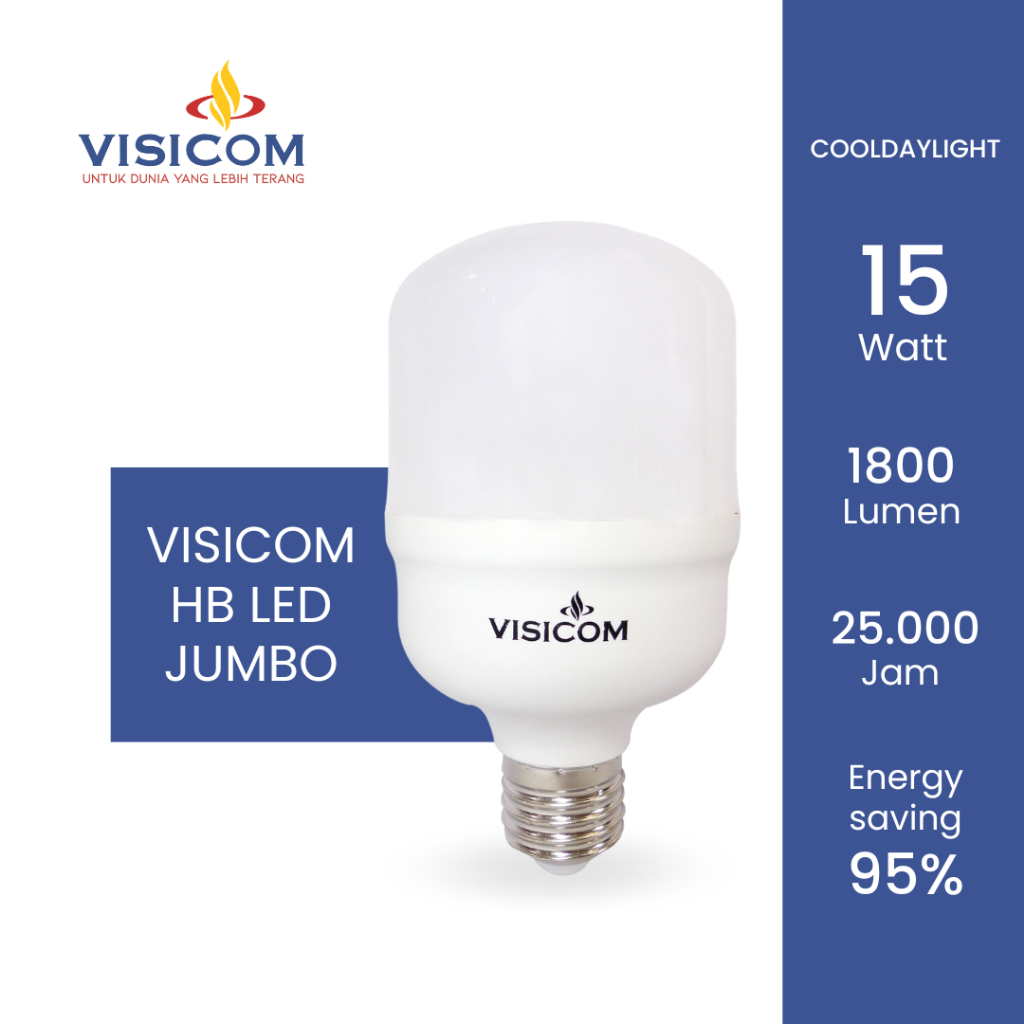 Jual VISICOM Lampu LED Kapsul Jumbo 15 Watt (HB) Hemat Energi - Cahaya Putih | Shopee Indonesia
