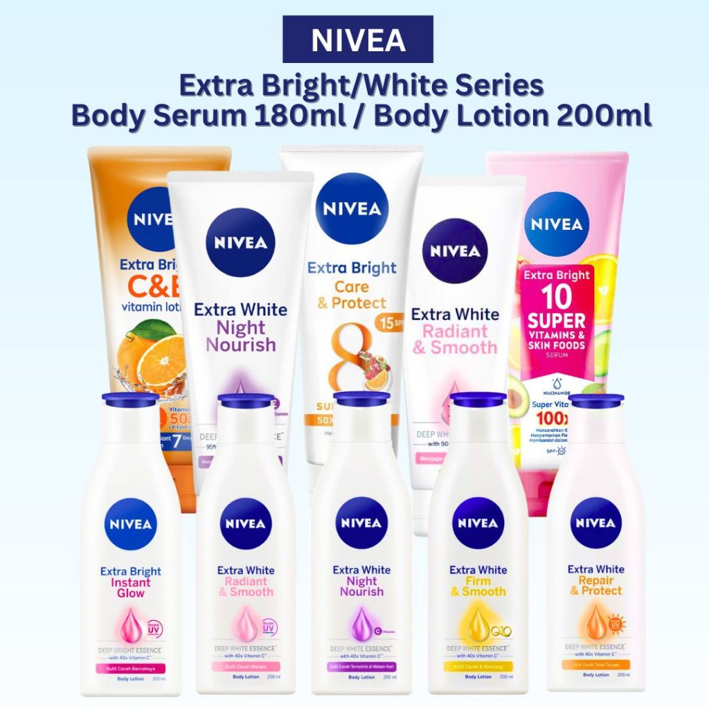 Jual NIVEA Extra White Bright Series Body Serum 180ml / Body Lotion ...