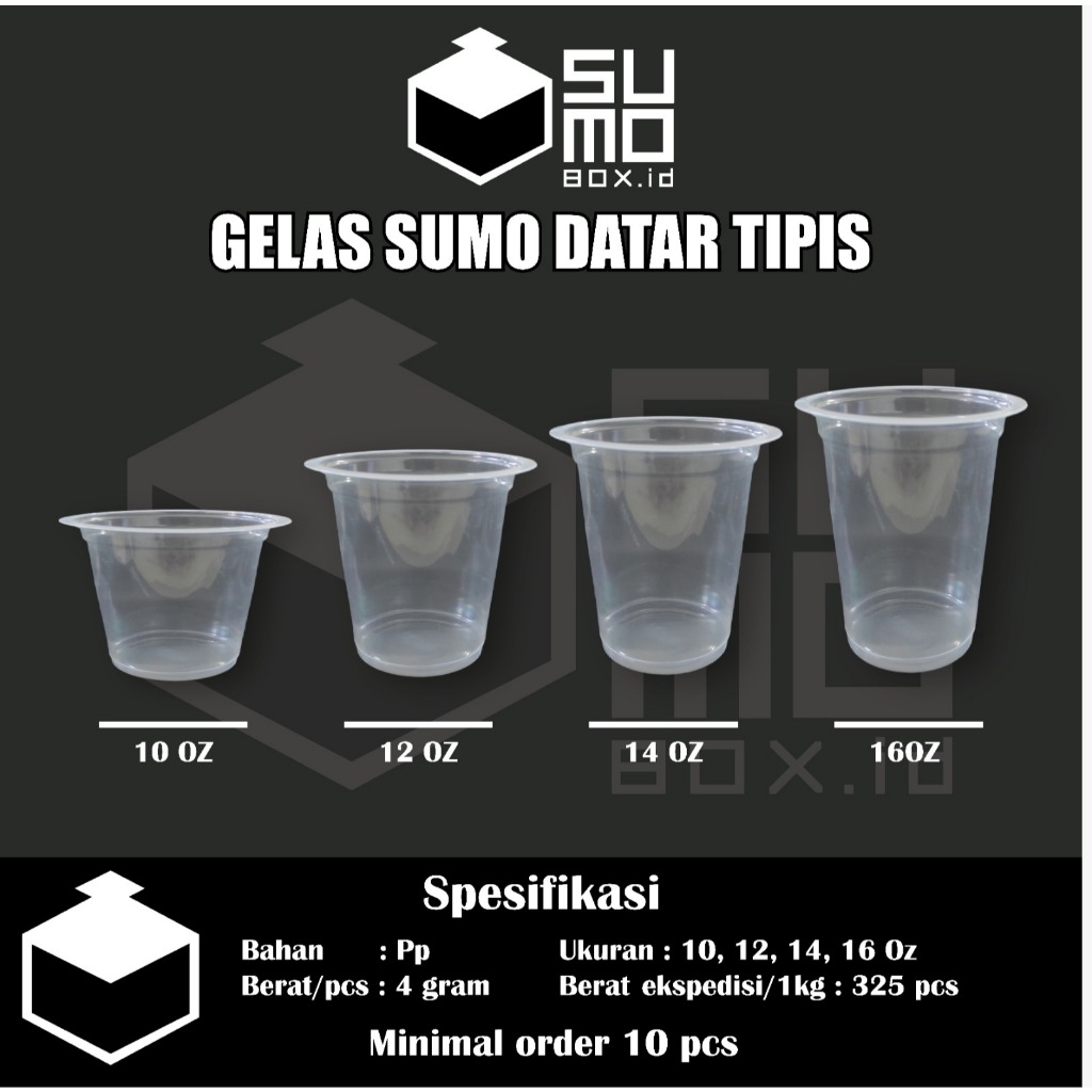 Jual Gelas plastik TIPIS Sumobox bening 10Oz 12Oz, 14Oz ,16Oz [ECERAN ...