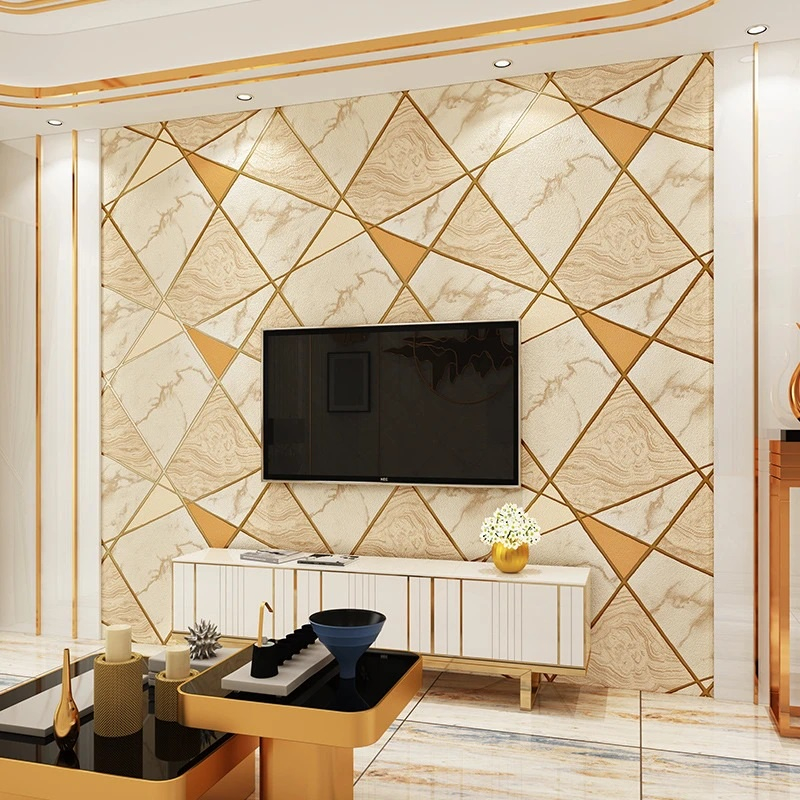 Jual Wallpaper Dinding Motif Marmer Kuning Krem Ukuran Lebar 45CM X ...