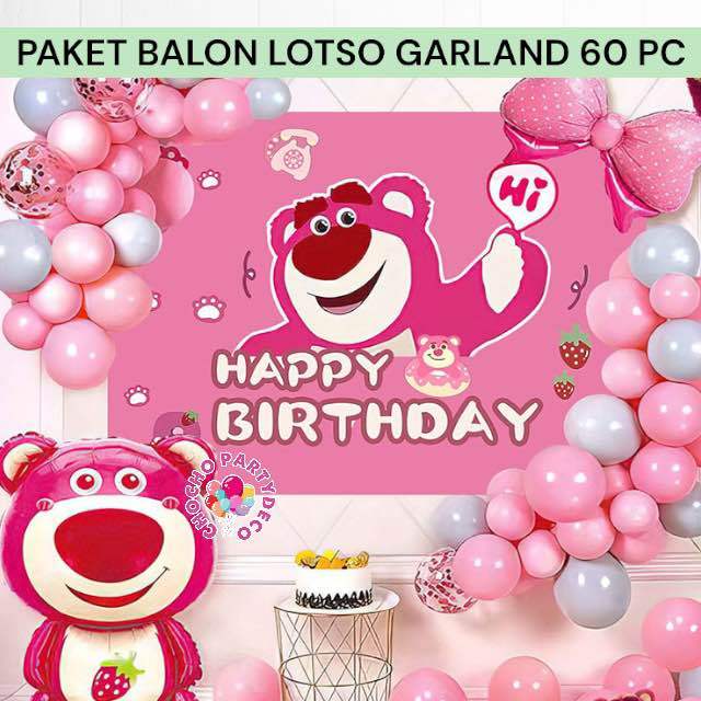 Jual Paket Balon LOTSO GARLAND 60 PC / Dekorasi Ulang Tahun Lotso ...