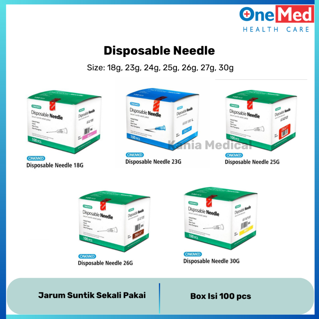 Jual Onemed Disposable 100pcs 18g, 23g, 24g, 25g, 26g, 27g, 30g | Shopee Indonesia