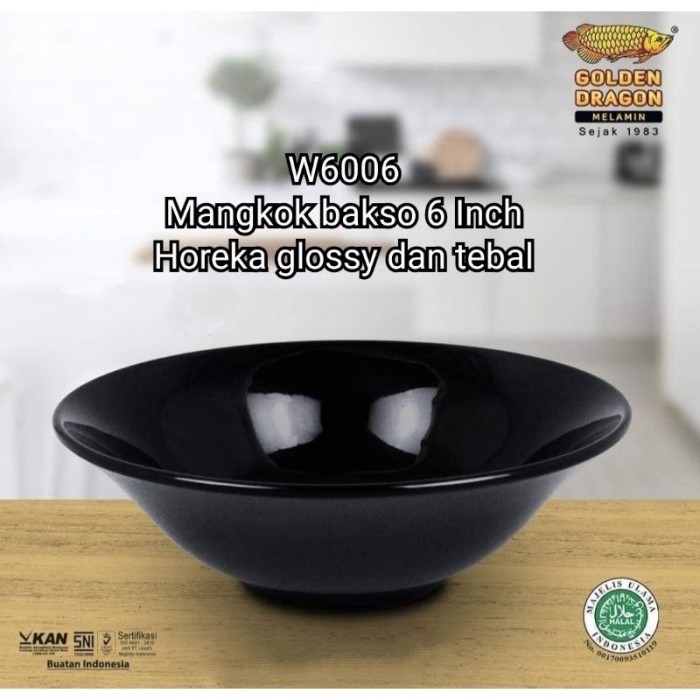Jual Mangkok Melamin Glossy Golden Dragon 6" W6006 hitam Serving Bowl ...