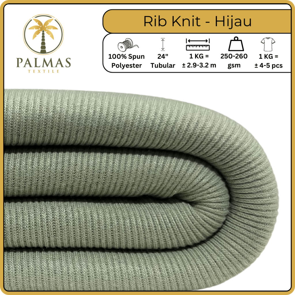Jual Kain Rib Knit - Hijau (Bahan Kaos) | Shopee Indonesia