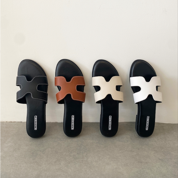 Jual Nakedsol Eden Slides (Black, Oat, Tan) Sendal Flats | Selop Teplek ...
