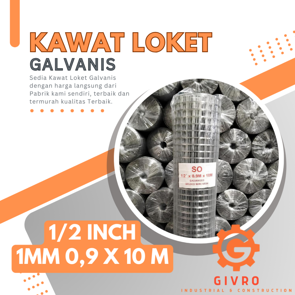 Jual Kawat Loket Galvanis 1/2 Inch | Kawat Loket 1 MM 0,9 x 10 m ...
