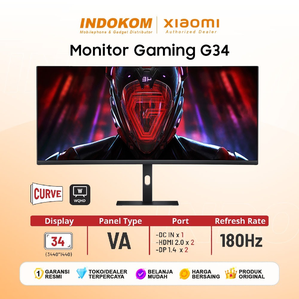 Jual Xiaomi Mi Monitor 34" G34WQi WQHD Ultrawide 180Hz Curved Gaming ...