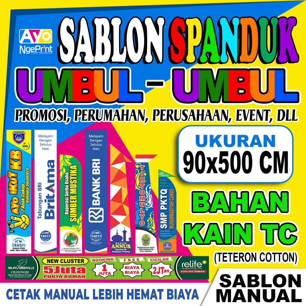 Jual Cetak Sablon Umbul umbul/ Spanduk Kain Custom (Uk 90x500 Cm ...