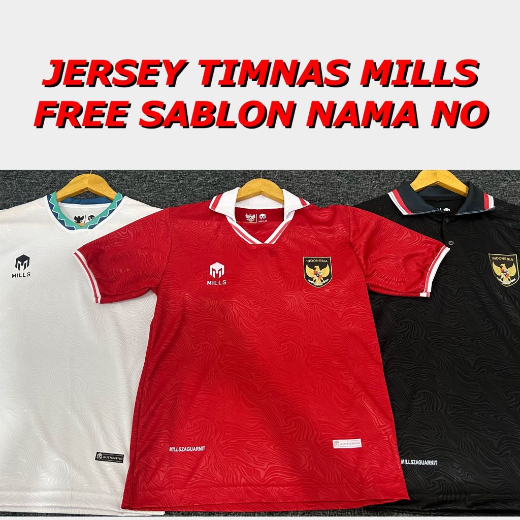 Jual JERSEY TIMNAS INDONESIA HOME AWAY 3RD MERAH PUTIH HITAM MILLS ...