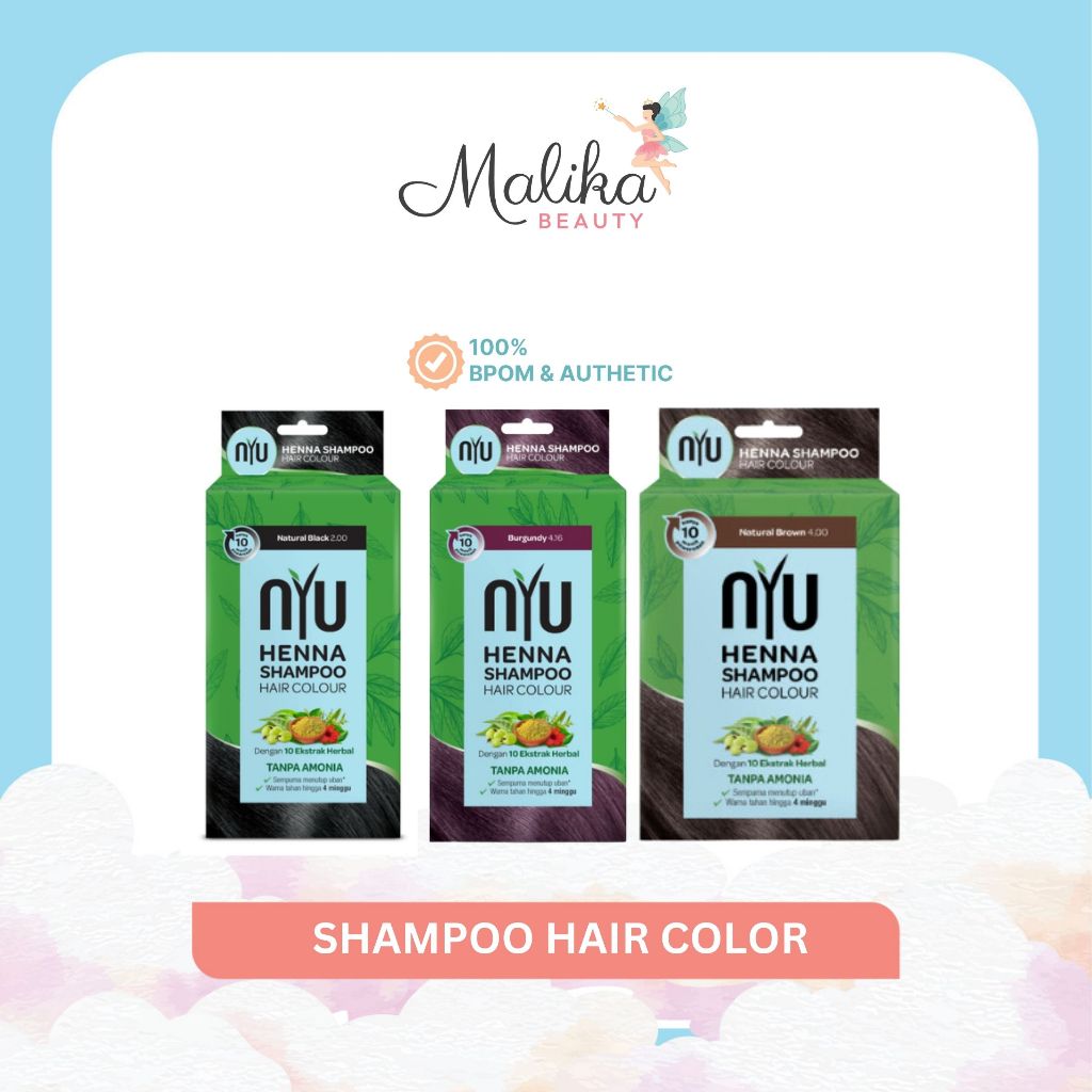 Jual Malika Beauty | NYU Henna Shampoo Hair Color 20ml | Shopee Indonesia