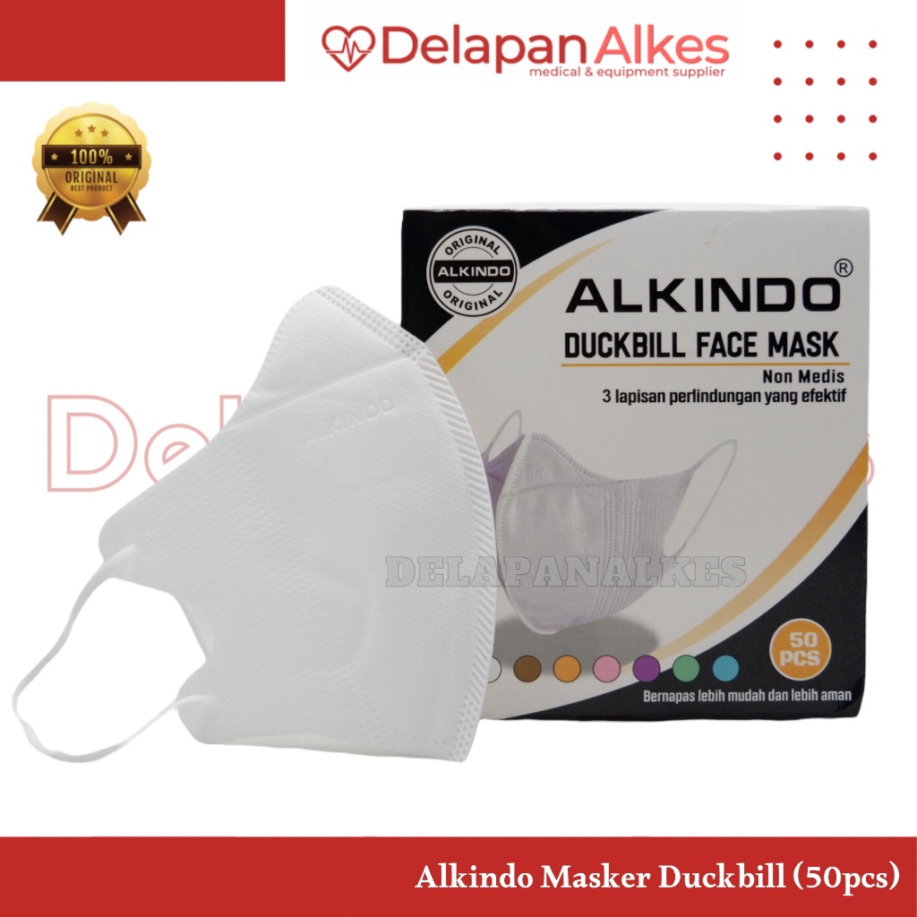 Jual ALKINDO Masker Duckbill 4ply 3ply isi 50 Pcs Dewasa Premium Disposable Mask Putih Hitam ...