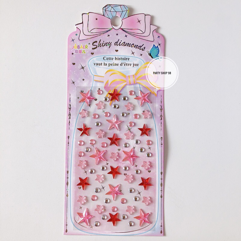 Jual STICKER JEWEL 3D DIAMOND / STICKER MANIK BENTUK LOVE-BINTANG-BULAT ...