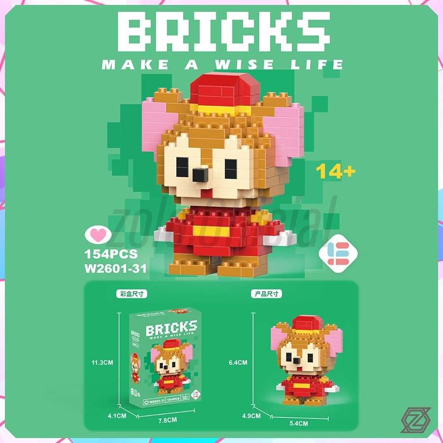 Jual [zolo] Nano Block Mainan Balok Susun DIY 3D Puzzle Model Karakter ...