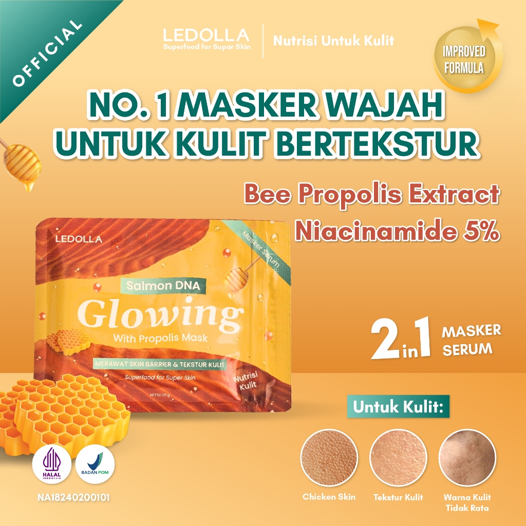 Jual LEDOLLA - Masker Salmon DNA Glowing | Masker Wajah Organik Merawat Skin Barrier & Tone up ...