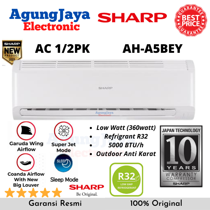 Jual PROMO AC SHARP 1/2 PK AH-A5BEY TURBO COOLING R32 LOW WATT INDONESIA 0.5PK (CILEGON SERANG ...