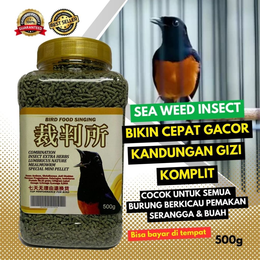 Jual PAKAN BURUNG PENGACOR SPESIAL BIRD FOOD - SEAWEED 500gram | Shopee ...