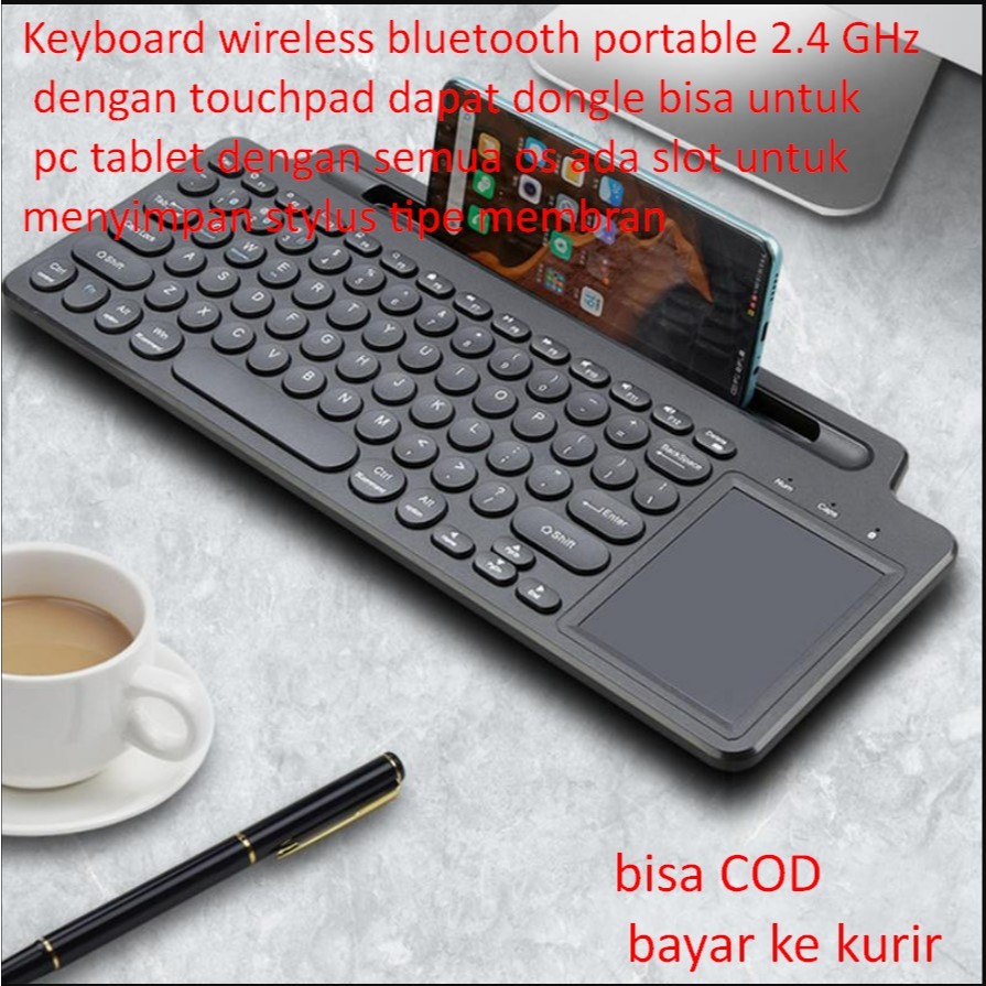 Jual Keyboard wireless bluetooth portable 2.4 GHz dengan touchpad dapat ...