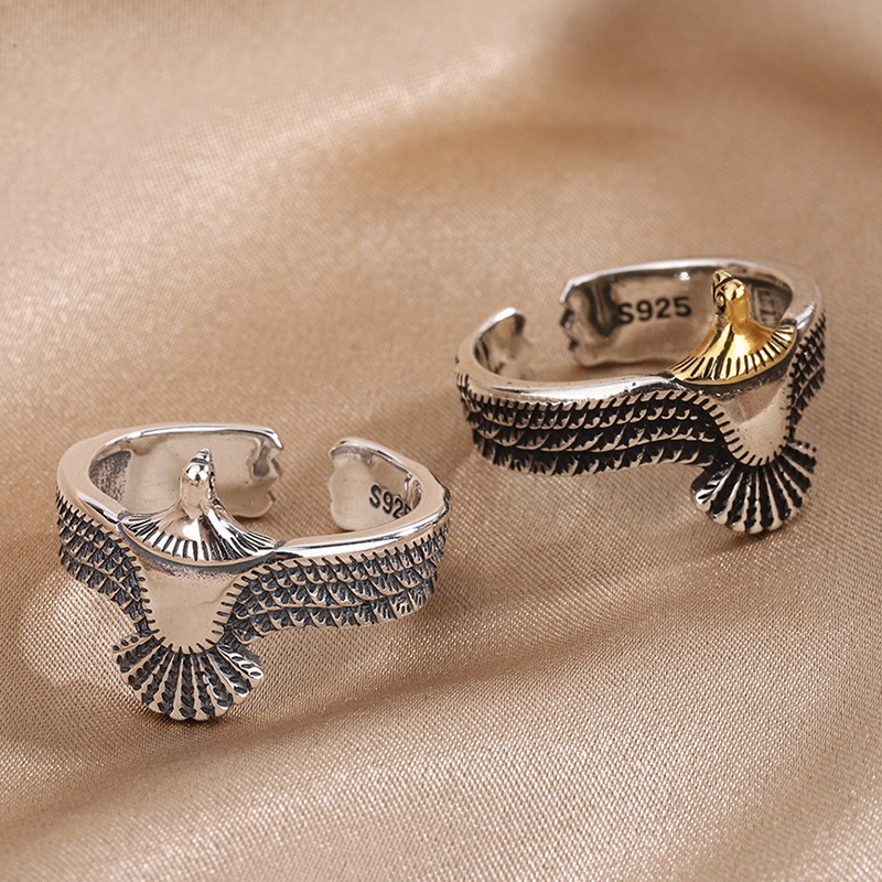 Jual Cincin Pria Wanita Elang Perak Gaya Retro Vintage Model Terbuka ...