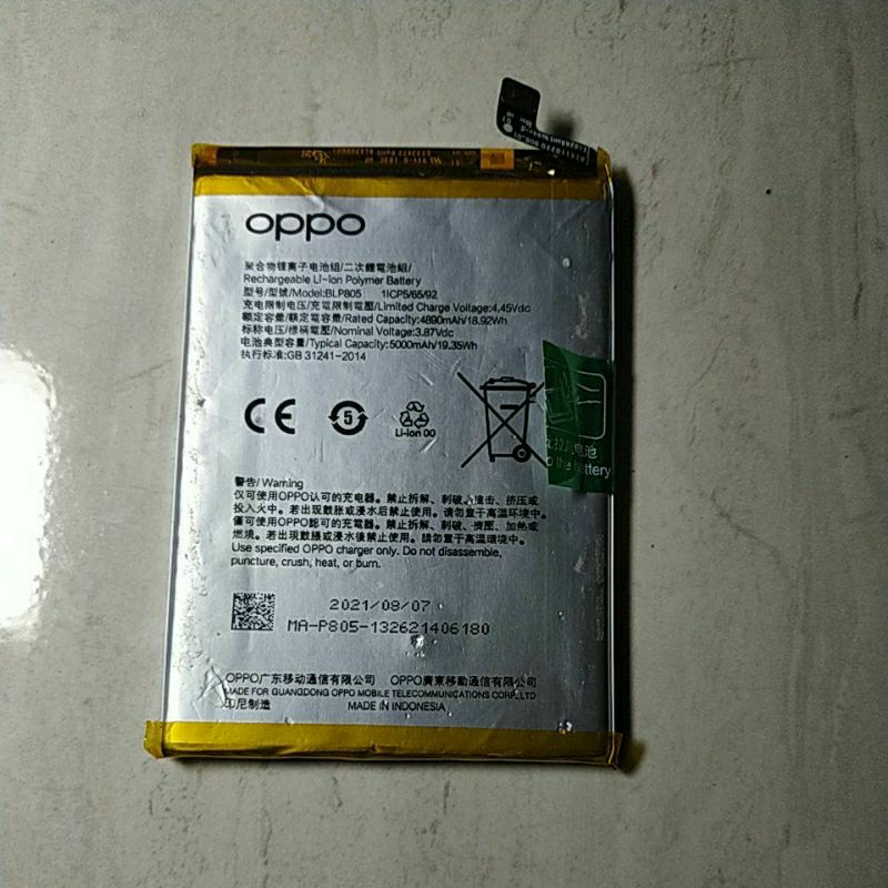 Jual baterai bekas original Oppo a16 CPH2269 model BLP805 | Shopee ...
