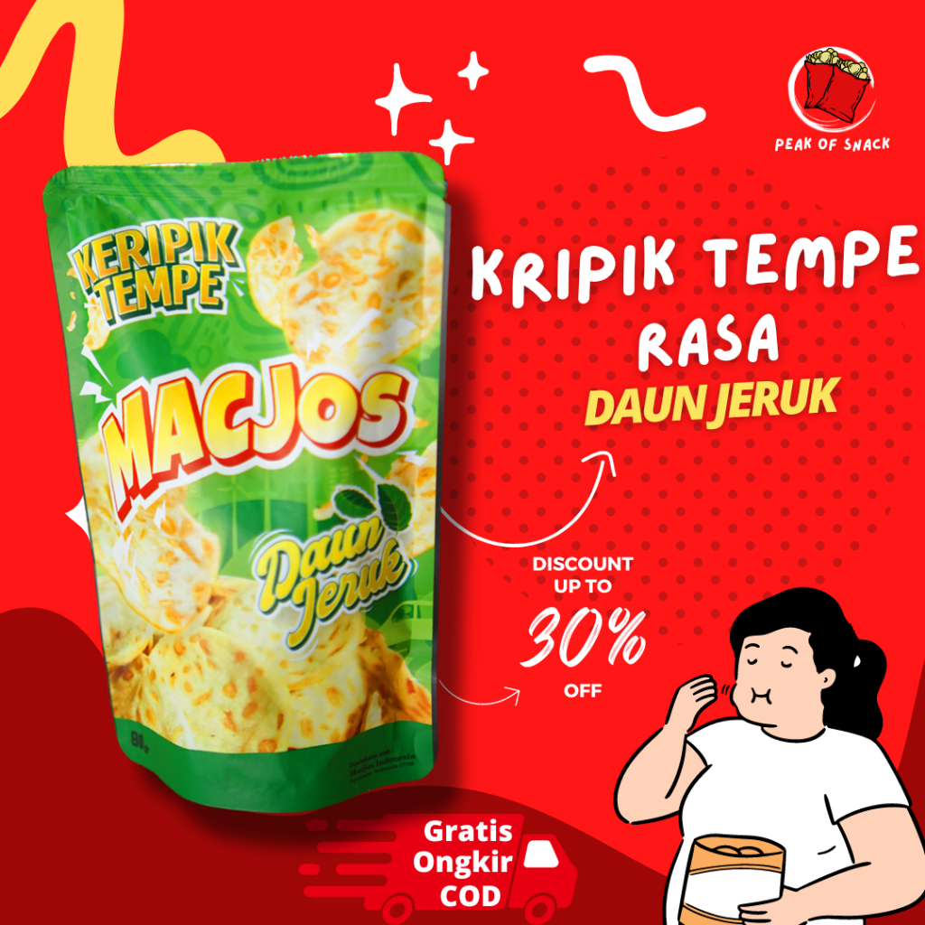 Jual PEAK OF SNACK - Keripik Tempe Goreng Rasa Daun Jeruk Kemasan 100 ...