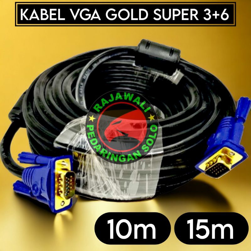 Jual KABEL VGA GOLD 3+6 HIGH QUALITY 10M 15M KABEL MONITOR PC | Shopee Indonesia