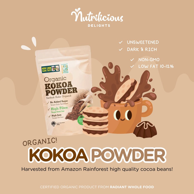 Jual Organic Kokoa Powder Radiant 200 Gram Bubuk Coklat Cocoa Organik ...