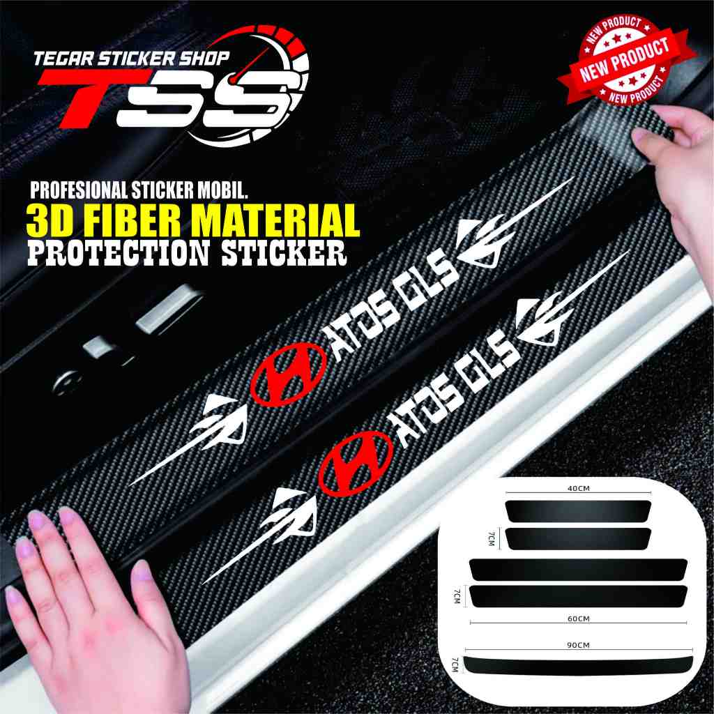 Jual 5 pcs sticker mobil hyundai atos gls sticker sill plate carbon 3D ...