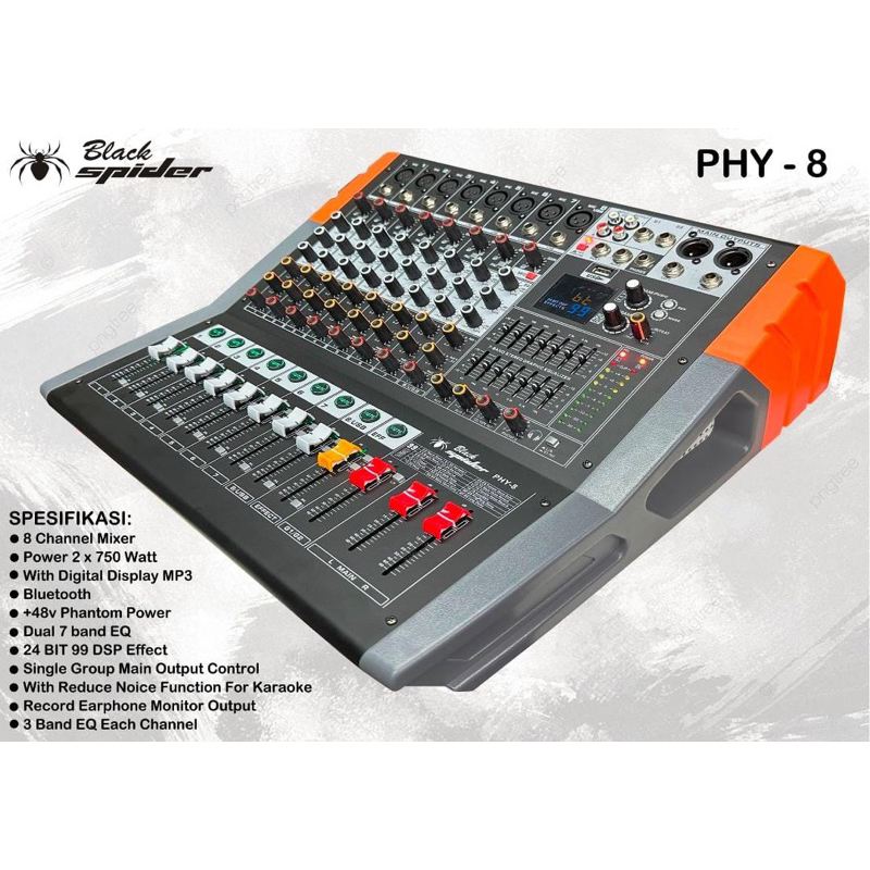 Jual BLACKSPIDER POWER MIXER BLACK SPIDER PHY 8 POWER MIXER 8 CHANNEL ...