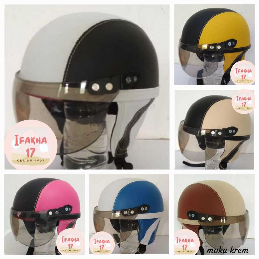 Jual Helm Anak Retro Polos 2 Warna Jahitan Rapi Laki-Laki Perempuan ...