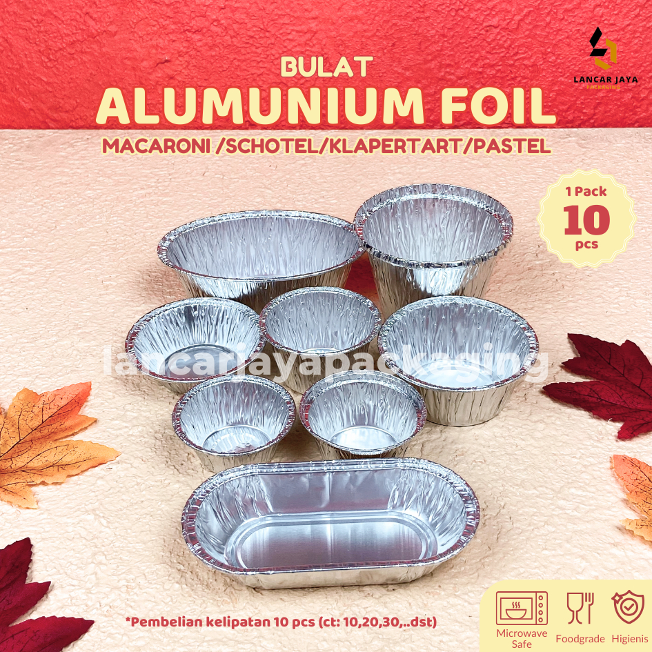 Jual Aluminium Foil Cup Bulat Oval Tempat Macaroni Schotel Pastel Tutup Pasta Klaper Tart Pie ...