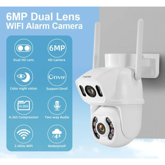 Jual CCTV WiFi Outdoor 6MP Dual Lens 360° PTZ IP Camera WIFI Outdoor ...