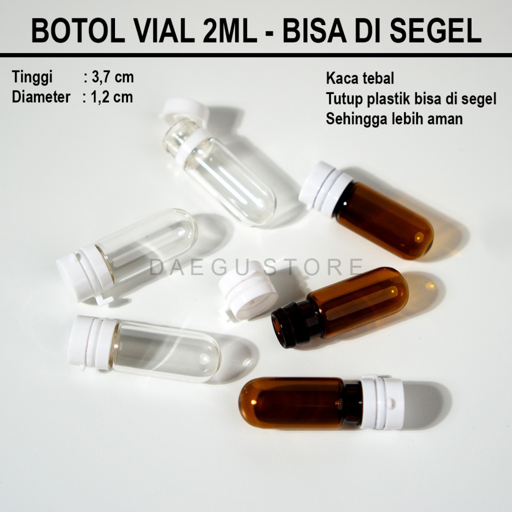 Jual Vial 2ml Botol Kosong Kaca - TUTUP BISA DI SEGEL Tester Sample ...